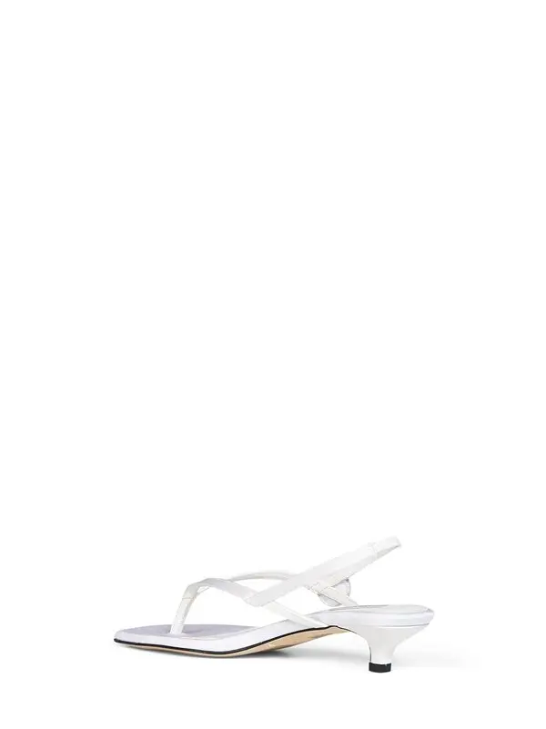TOTEME Ecru Satin Flip Flop Slingback Sandals With Crochet Appliqu - Multicolor