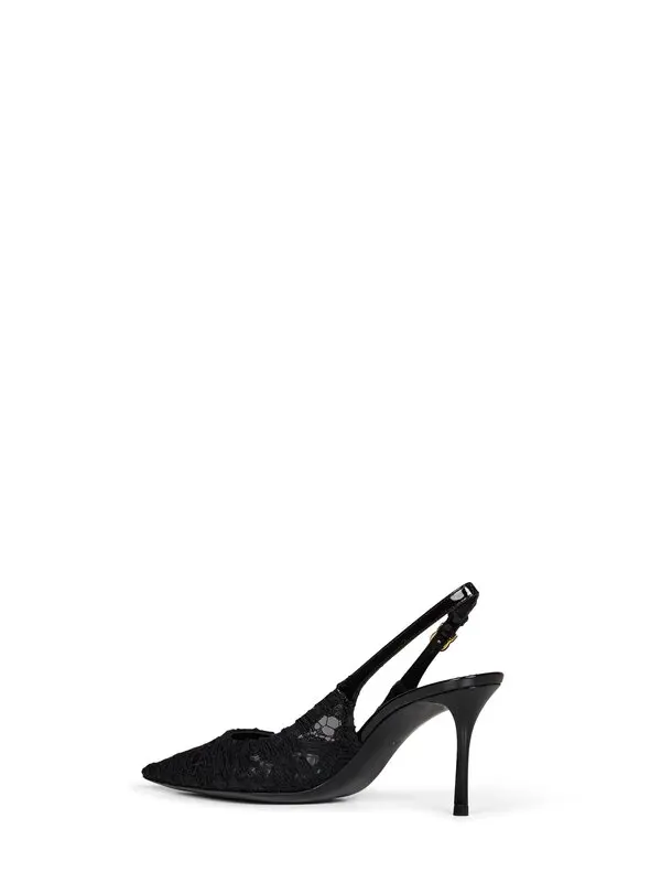 Dolce & Gabbana Black Lace And Patent Leather Slingback Pumps - Multicolor