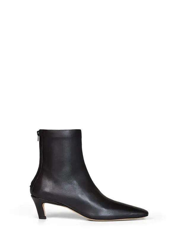 TOTEME Black Soft Nappa Leather Mid-heel Ankle Boots