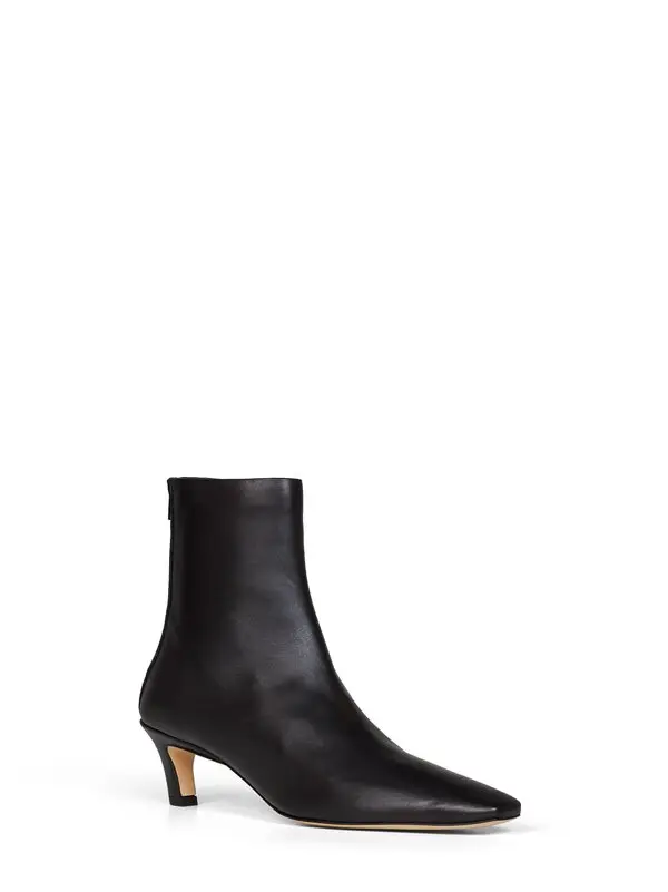 TOTEME Black Soft Nappa Leather Mid-heel Ankle Boots