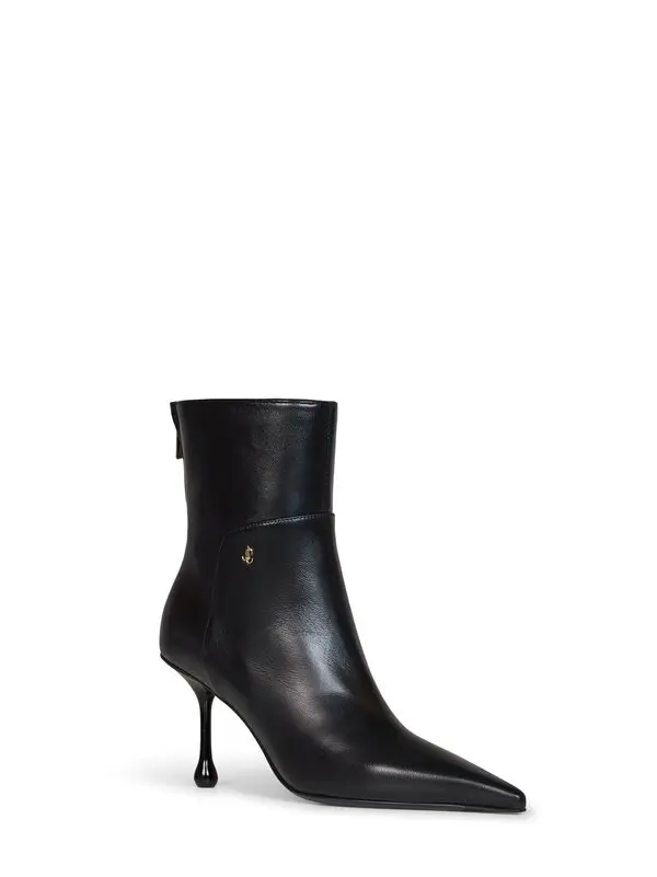 JIMMY CHOO Black Nappa Leather Pointed Toe Ankle Boots - Multicolor