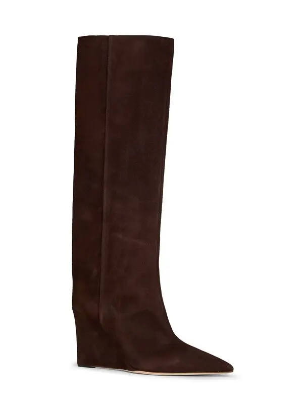 JIMMY CHOO Chocolate Suede Blake 85 Knee-high Boots