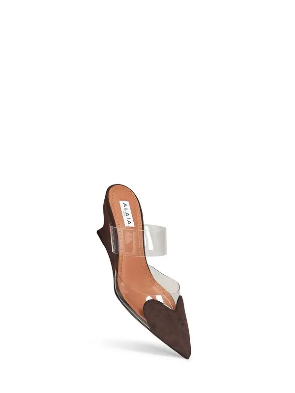 Alaïa Brown Le Coeur Wedge Mules