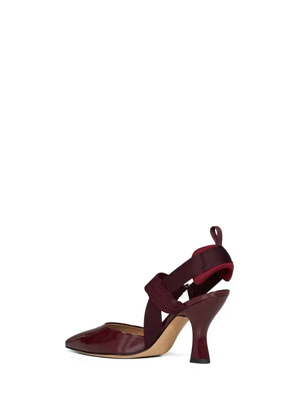 Fendi Burgundy Patent Leather Colibrì Slingbacks