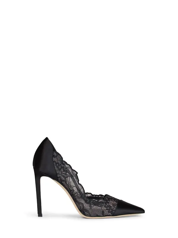 JIMMY CHOO Brigitte 100 Black Lace And Satin Pumps - Multicolor