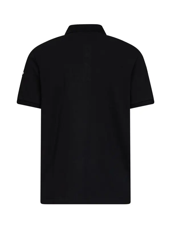 Moncler Black Cotton Piqué Polo Shirt With Logo - Multicolor