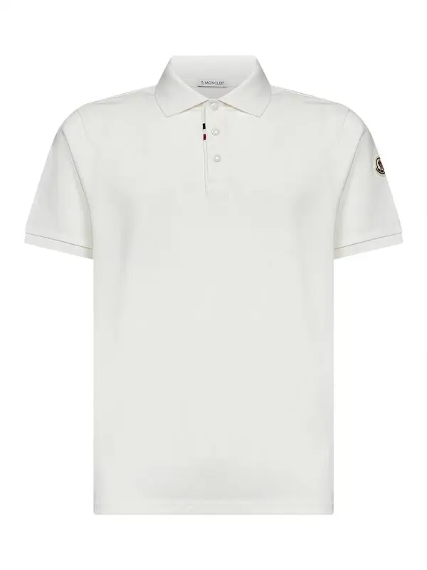 Moncler Natural Cotton Piqué Polo Shirt With Logo - Multicolor