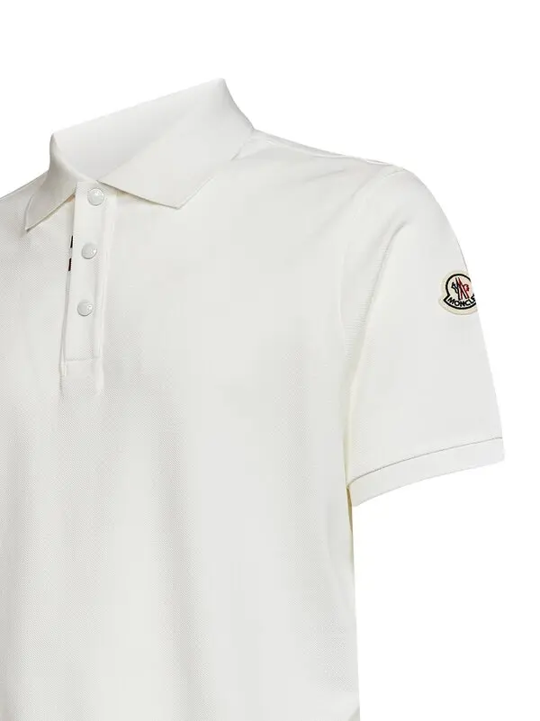 Moncler Natural Cotton Piqué Polo Shirt With Logo