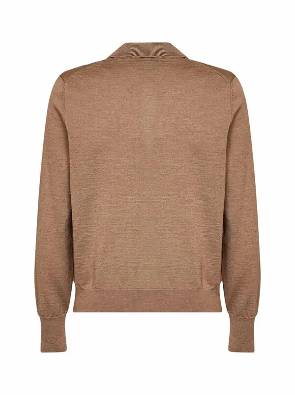AMI Paris Camel Extra-fine Merino Wool Knit De Cœur Polo Shirt - Multicolor