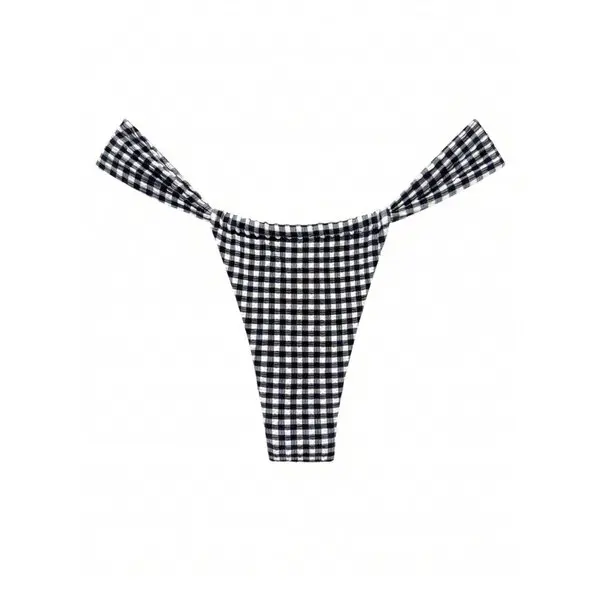 MONTCE Black & White Micro Gingham Sandra Bikini Bottom - Black/white