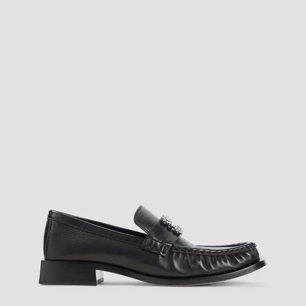 ROGER VIVIER Crystal Strass Leather Loafer - Black