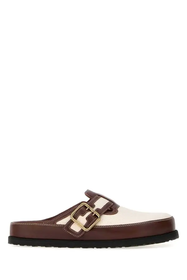 BIRKENSTOCK Two-tone Leather & Canvas Boston Slippers For - Multicoloured