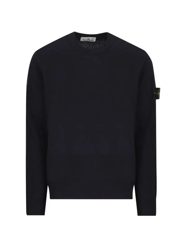 Stone Island Logo-patch Crew-neck Sweater - Navyblue