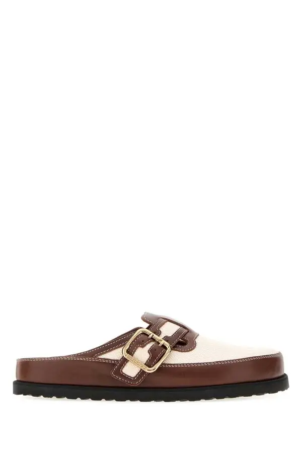 BIRKENSTOCK Two-tone Leather And Canvas Boston Slippers For - Multicoloured