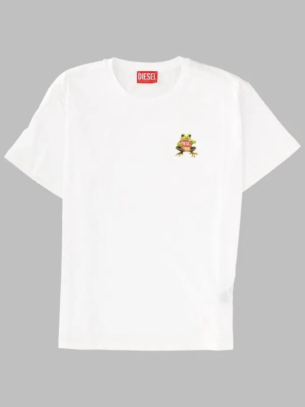 DIESEL® Casual T-shirt With Stamp Logo Regular Fit - White