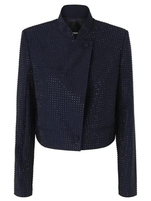 Pinko Tailored Jacket In Polyester-viscose Blend - Navy