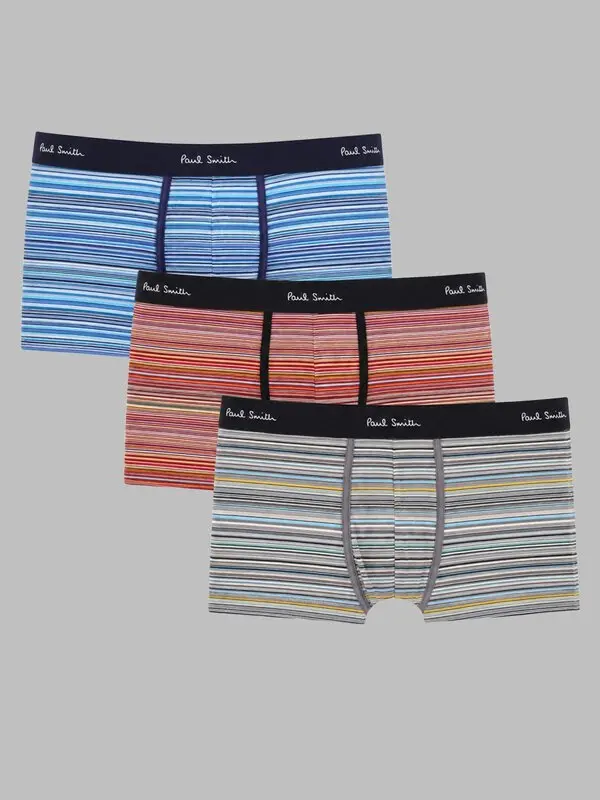 Paul Smith Three-pack Organic Cotton Boxer Briefs With Stretch - Multicolour