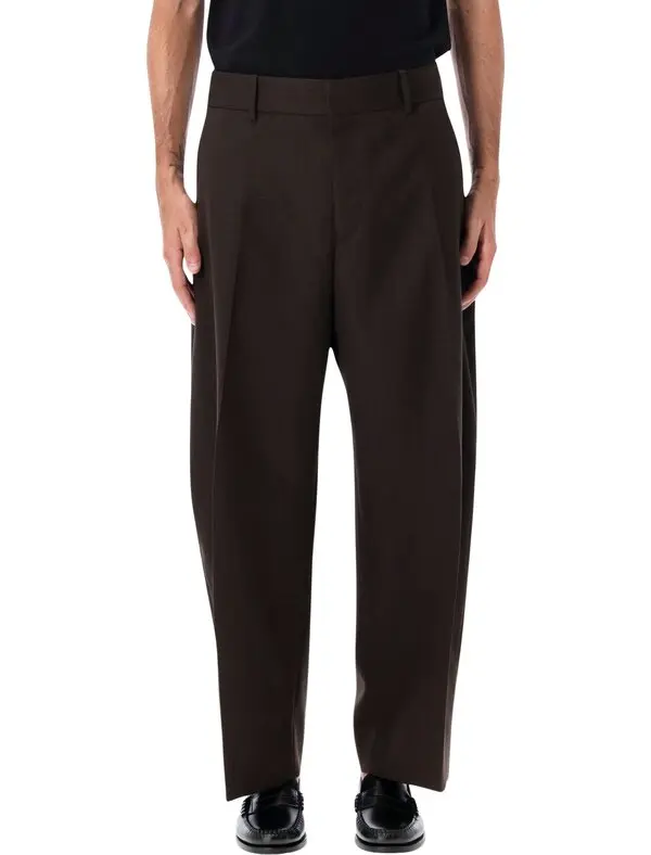 Studio Nicholson Tailored Wool Wide-leg Trousers - Coffee