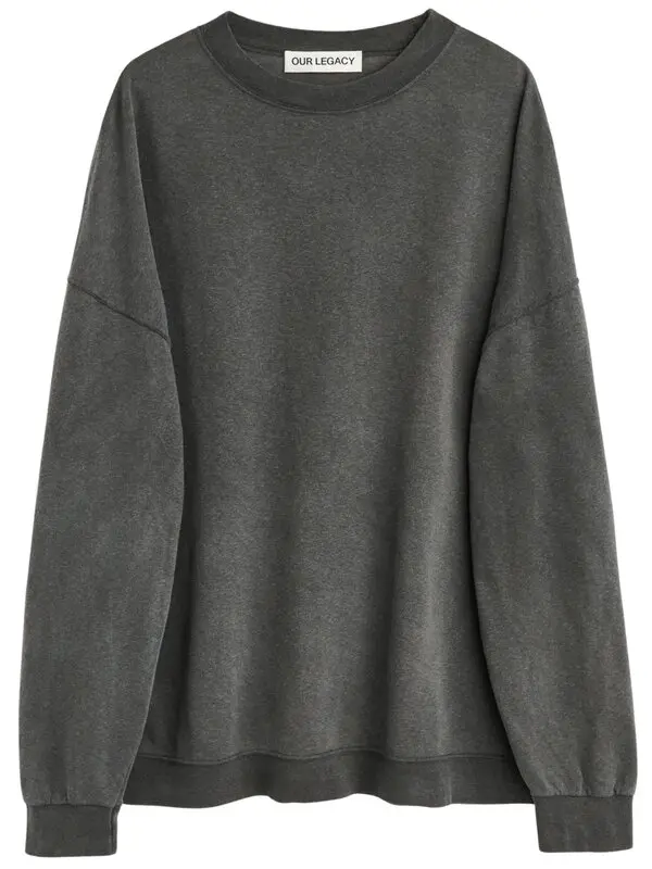 Our Legacy Washed Cotton-linen Blend Crewneck Sweater - Black