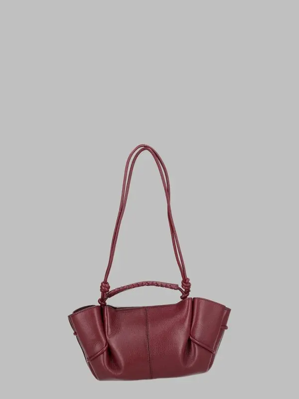 Hereu Burgundy-red Leather Mini Handbag With Top Handle - Bordeaux