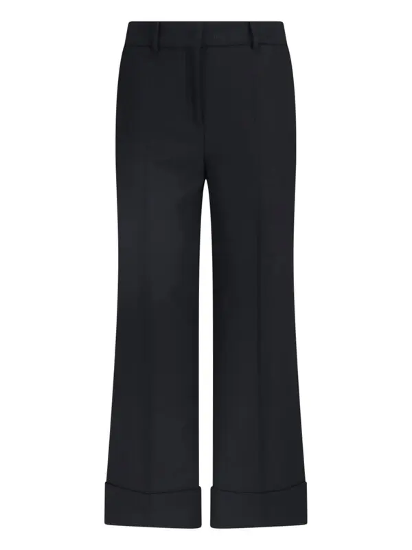 Incotex Tailored Wide-leg Cuff Hem Trousers - Black