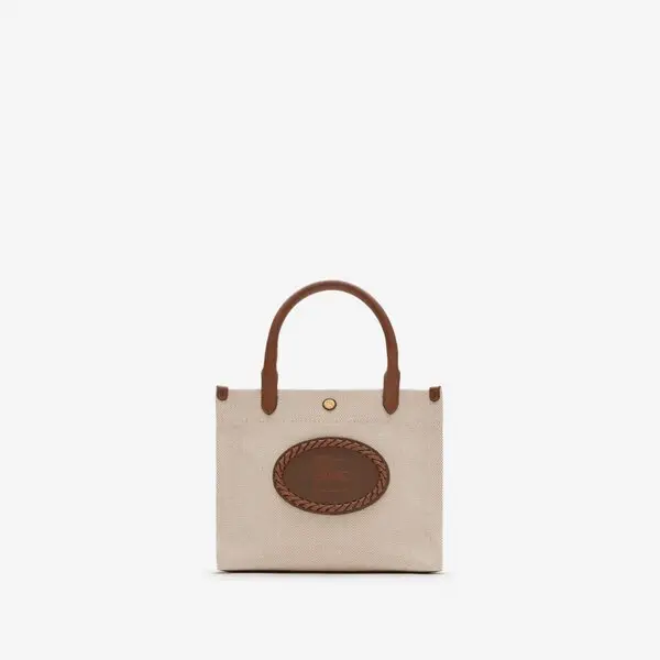 Burberry Mini Canvas Tote Handbag - Natural