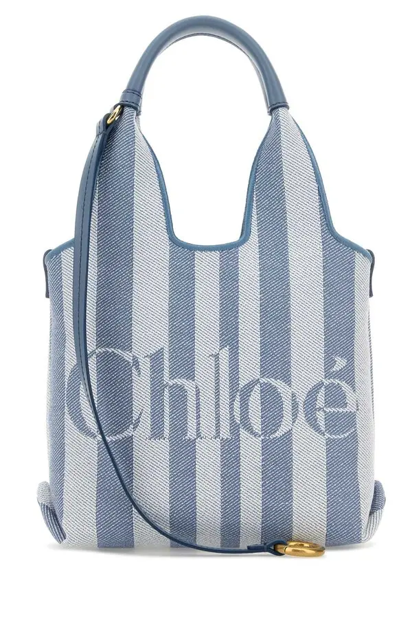 Chloé Embroidered Striped Canvas Shoulder Bag - Stripped