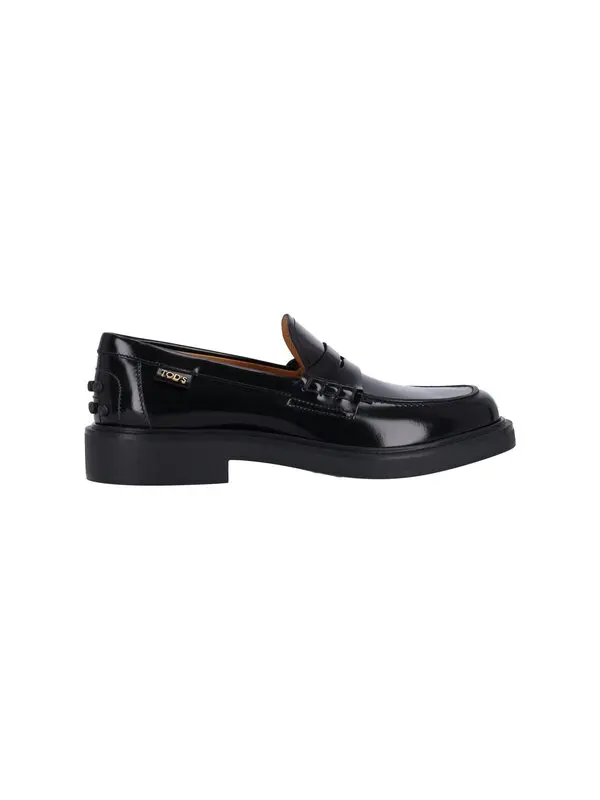 TOD'S Brushed Leather Platform Loafers - Black
