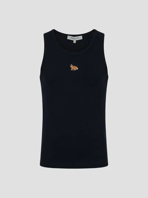 Maison Kitsuné Baby Fox Motif Ribbed Tank Top - Black