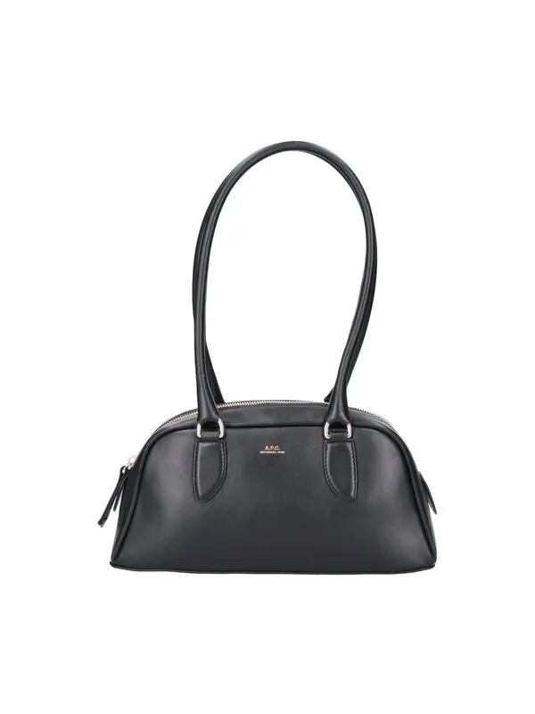 A.p.c. Structured Cow Leather Shoulder Bag - Black
