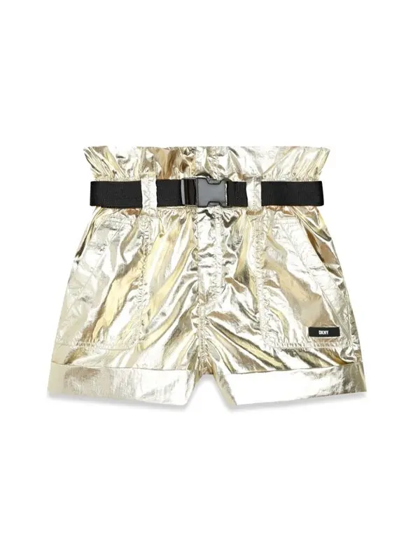 Dkny Metallic Belted Mini Shorts