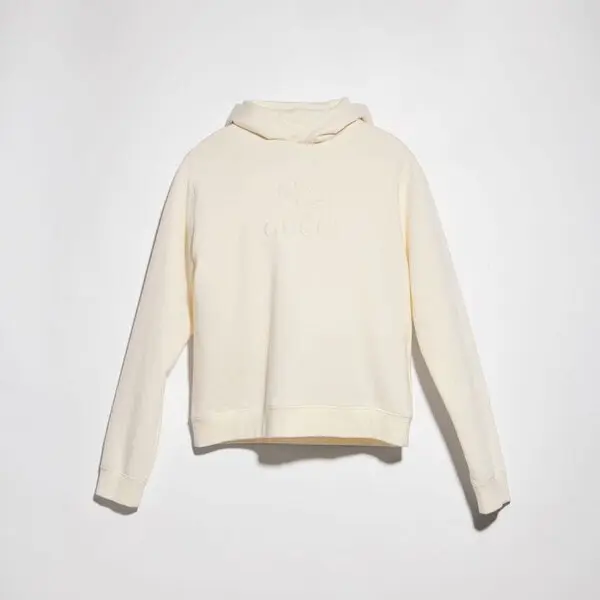 Gucci Inspired Cashmere T-shirt Sweatshirt With Embroidered Detail - White