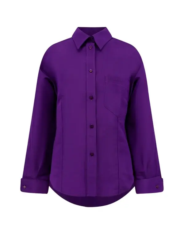 Balenciaga Button-front Shirt With Patch Pocket - Violet
