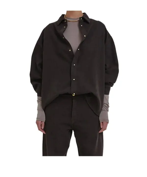 DARKPARK Keanu Denim Rouche Shirt - Black