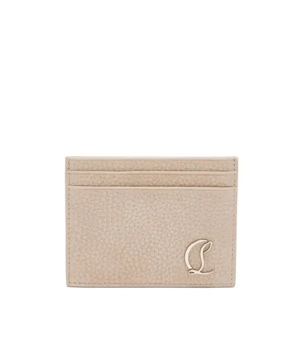 CHRISTIAN LOUBOUTIN Logo Card Holder Wallet - Light Beige