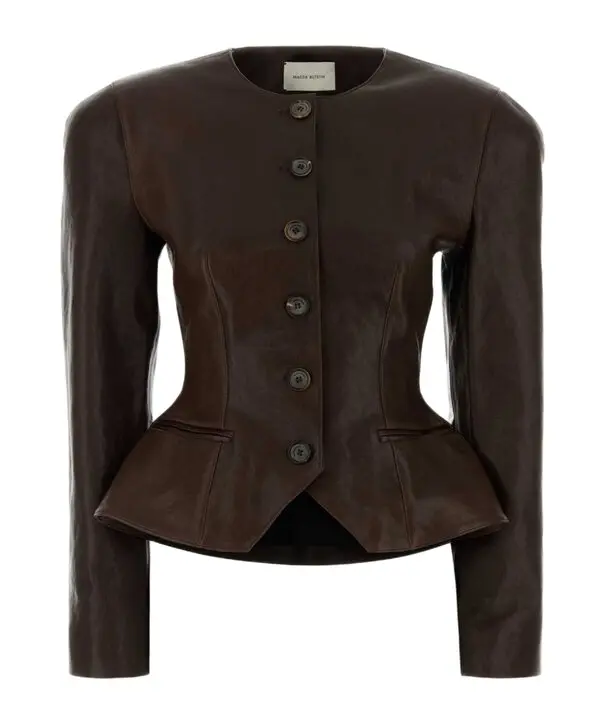 Magda Butrym Long Sleeve Leather Jacket - Brown
