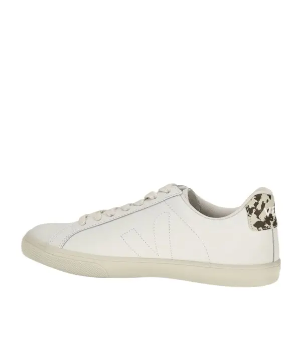 VEJA Esplar Leather Low-top Sneakers With Leopard Print Heel Detail - White