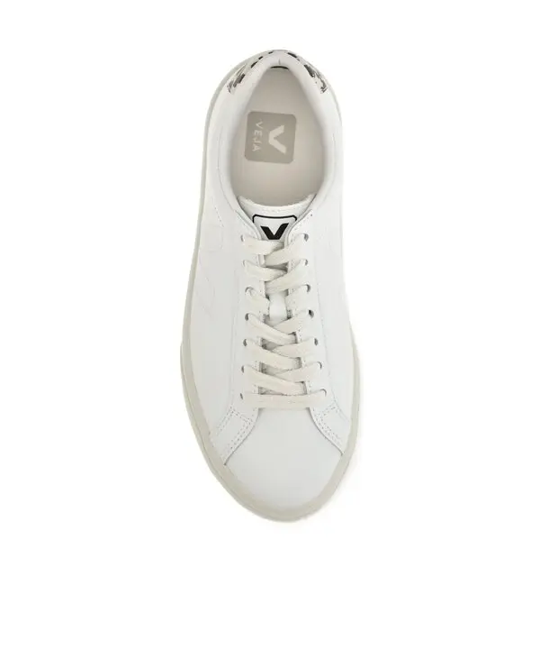 VEJA Esplar Leather Low-top Sneakers With Leopard Print Heel Detail - White