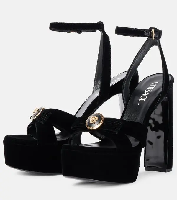 Versace Medusa Velvet Platform Sandals