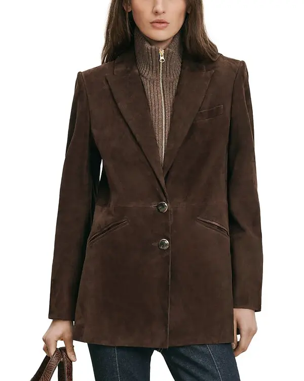 Veronica Beard Maci Suede Dickey Jacket - Espresso