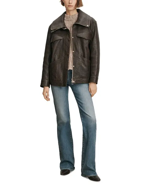 Veronica Beard Silversmith Leather Dickey Jacket