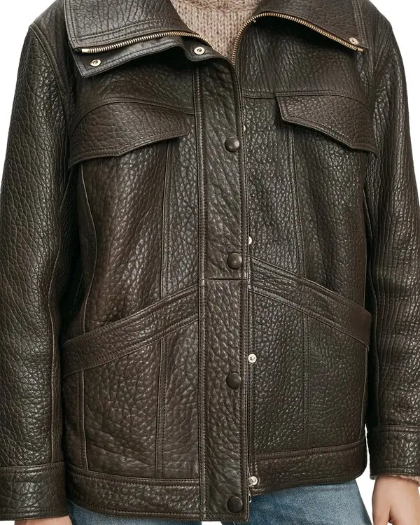 Veronica Beard Silversmith Leather Dickey Jacket