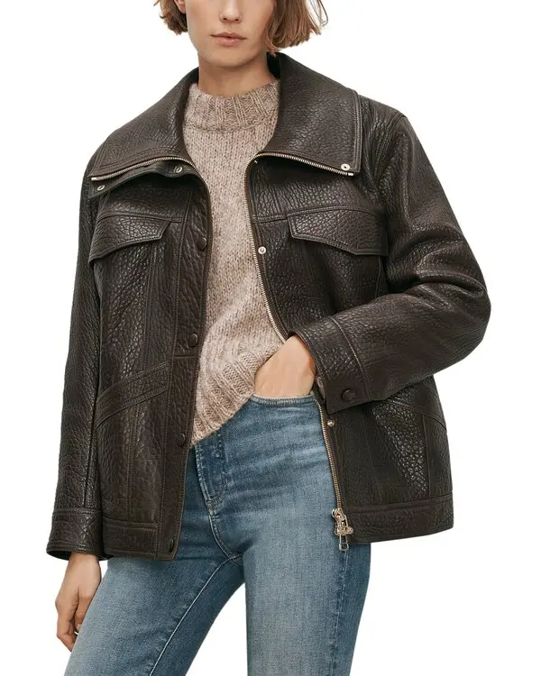 Veronica Beard Silversmith Leather Dickey Jacket