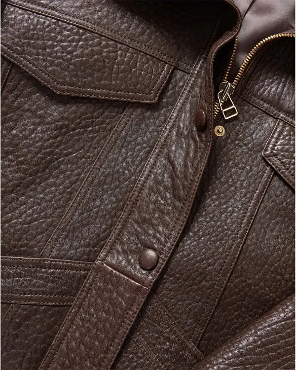 Veronica Beard Silversmith Leather Dickey Jacket