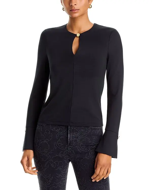 Veronica Beard Zyris Keyhole Neck Top - Black
