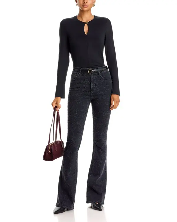 Veronica Beard Zyris Keyhole Neck Top - Black