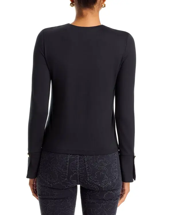 Veronica Beard Zyris Keyhole Neck Top - Black
