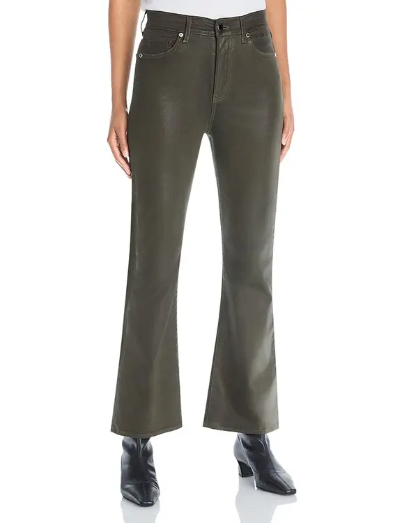 Veronica Beard Carson Coated High Rise Ankle Flare Jeans - Loden