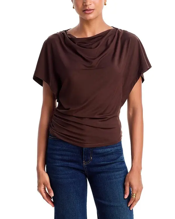 Veronica Beard Lila Draped Top - Espresso