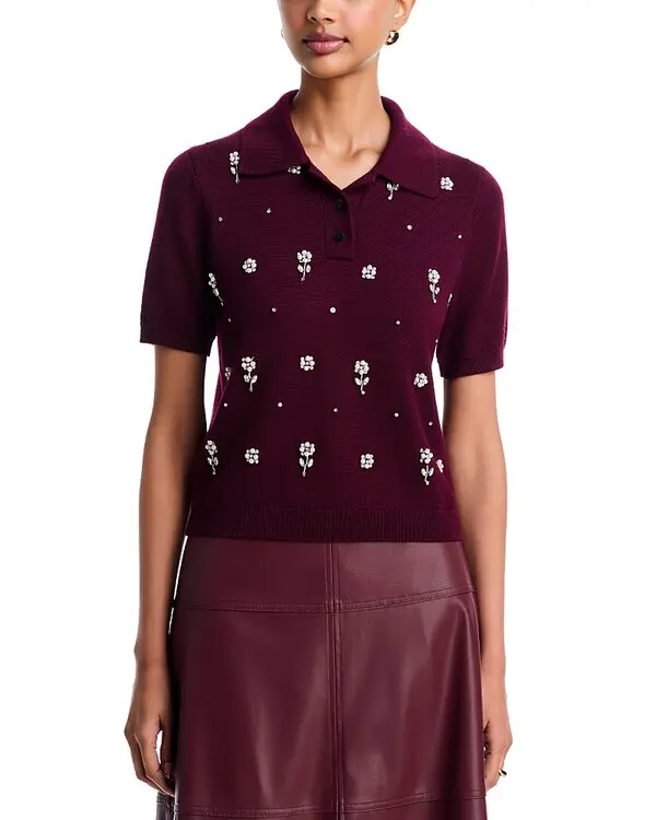 Tanya Taylor Camilla Wool Bead Embellished Top